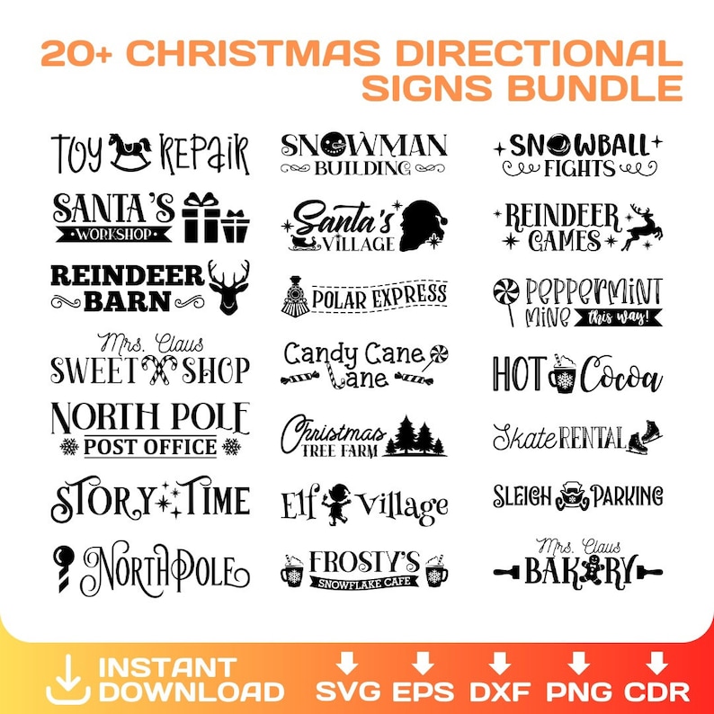 Christmas Direction SVG Post Sign, BUNDLE, Cut File, Cricut, Silhouette ...