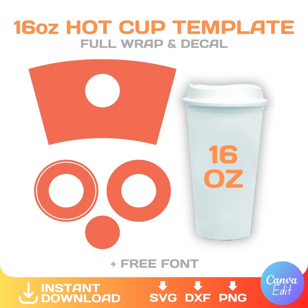 16oz Hot Cup Template Grande Coffee Cup Blank Template Full - Etsy