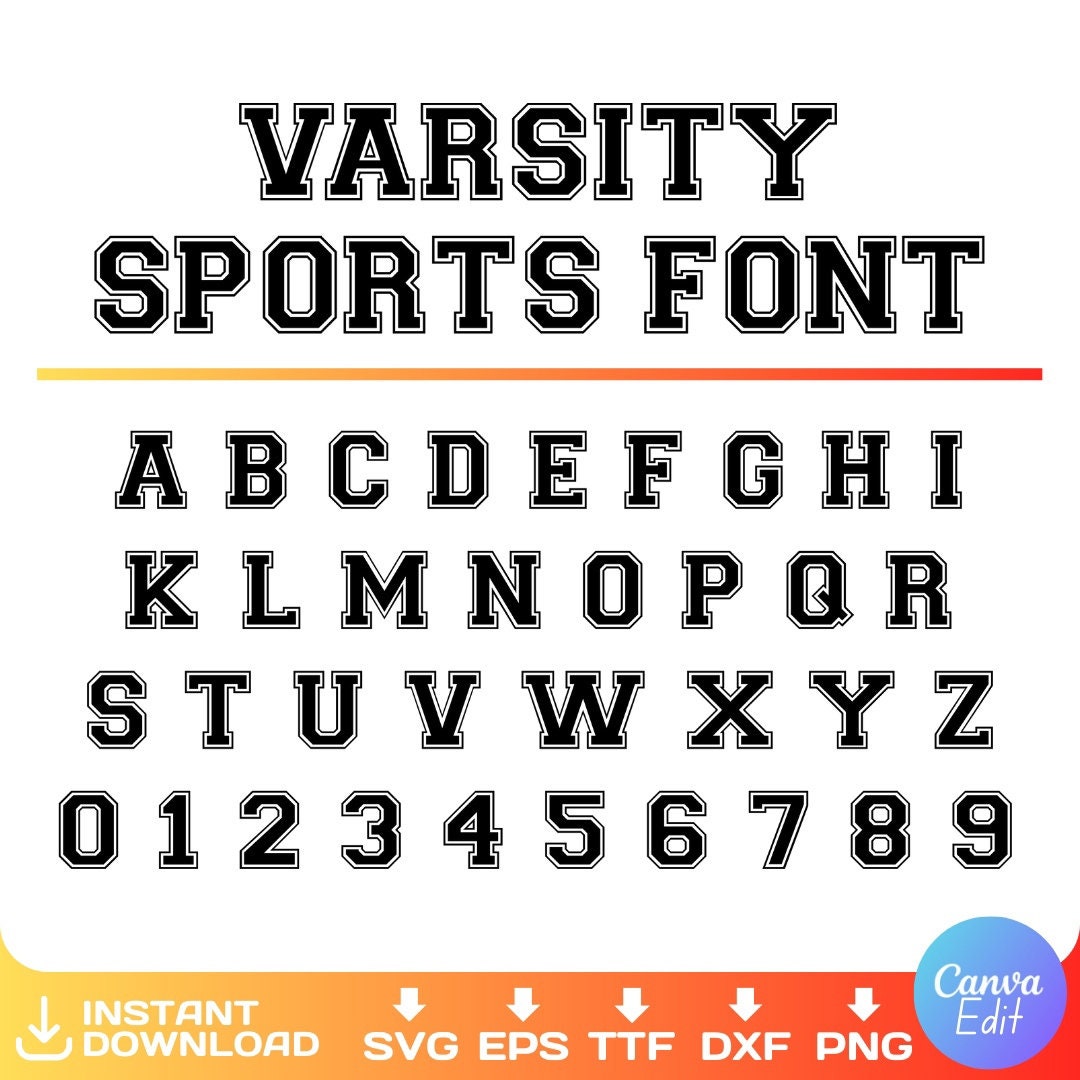 Varsity Font SVG, College | University | Sport Font, Letters & Numbers ...