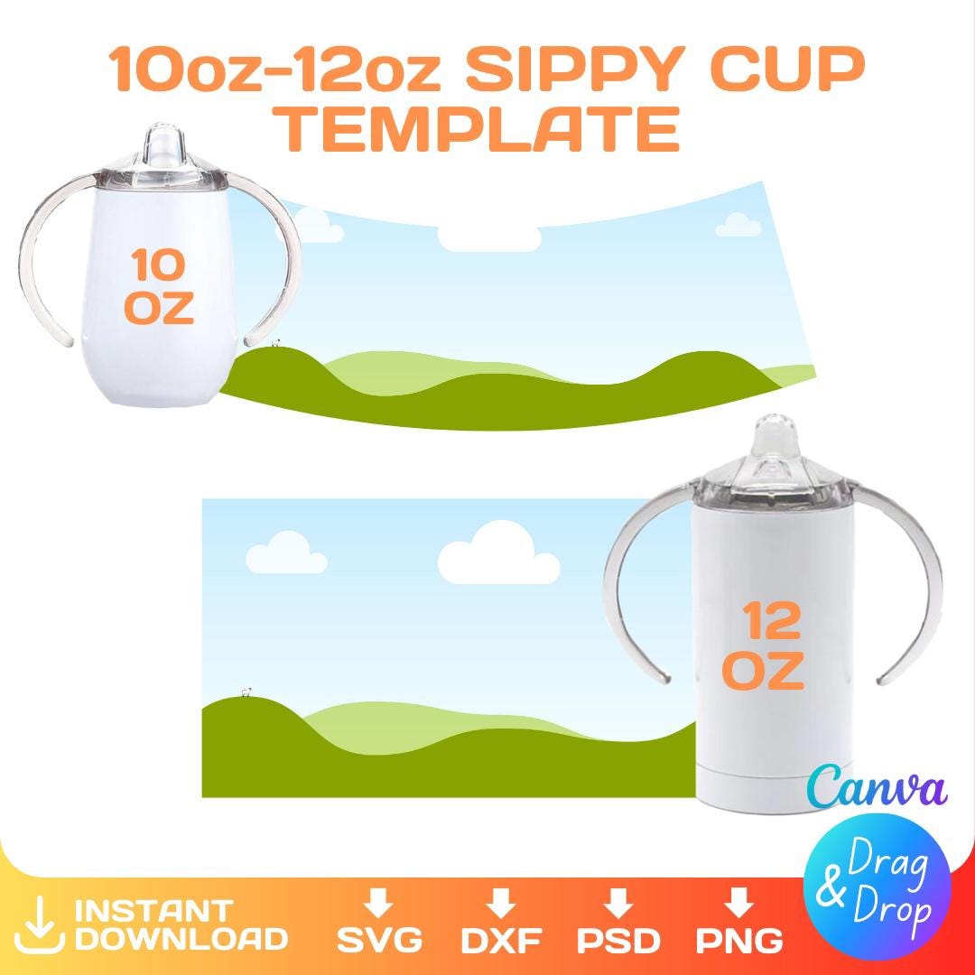 BUNDLE Sippy Cup Blank Template for Sublimation, 10oz | 12oz, Svg ...
