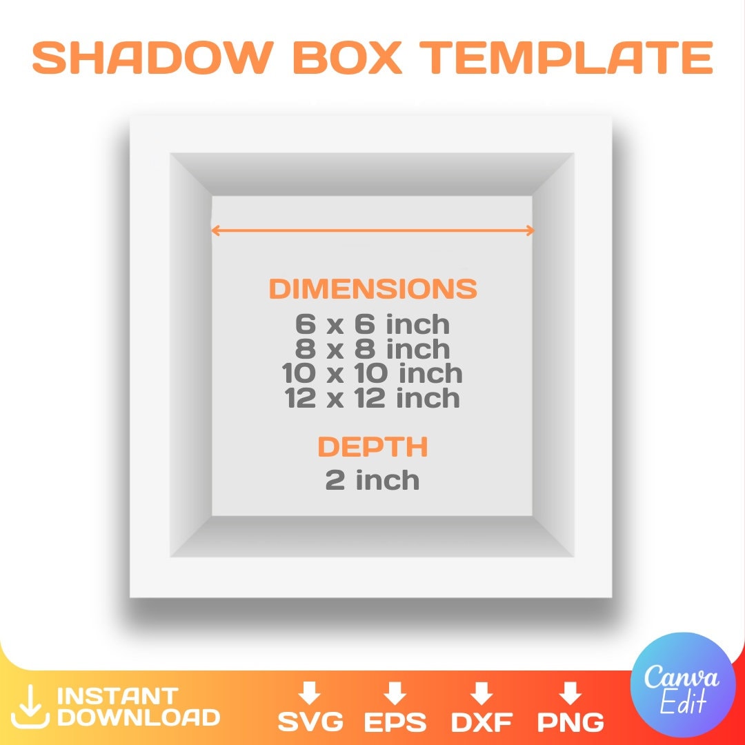 Square Shadow Box Frame Template: SVG, PNG, Cricut, Canva (instant ...