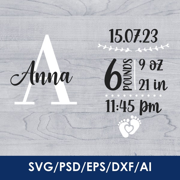Birth Stats Svg - Etsy