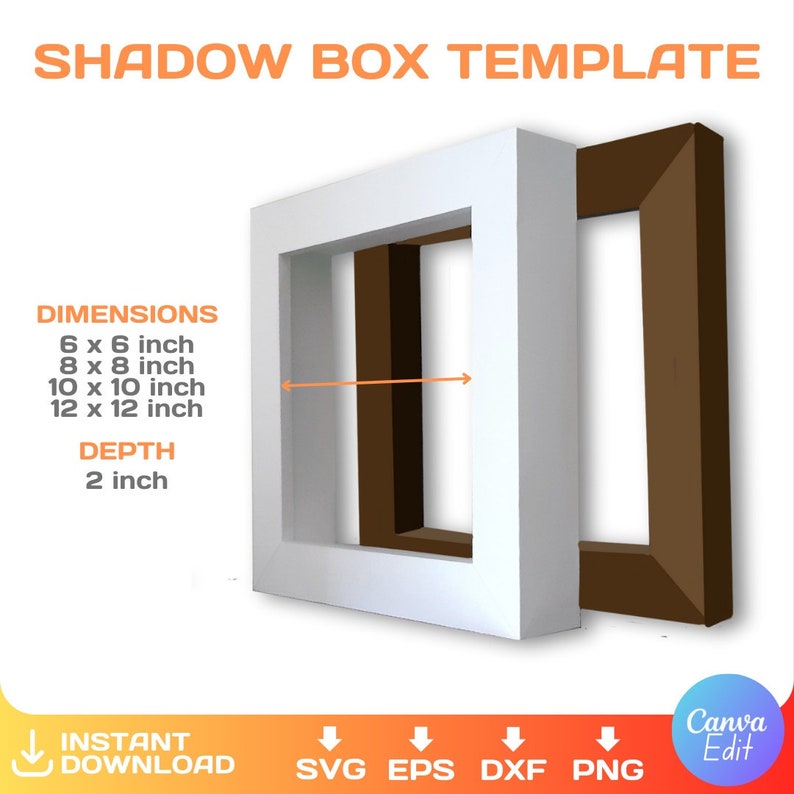 Shadow Box Frame Template: Square Diorama SVG, PNG (digital Download ...