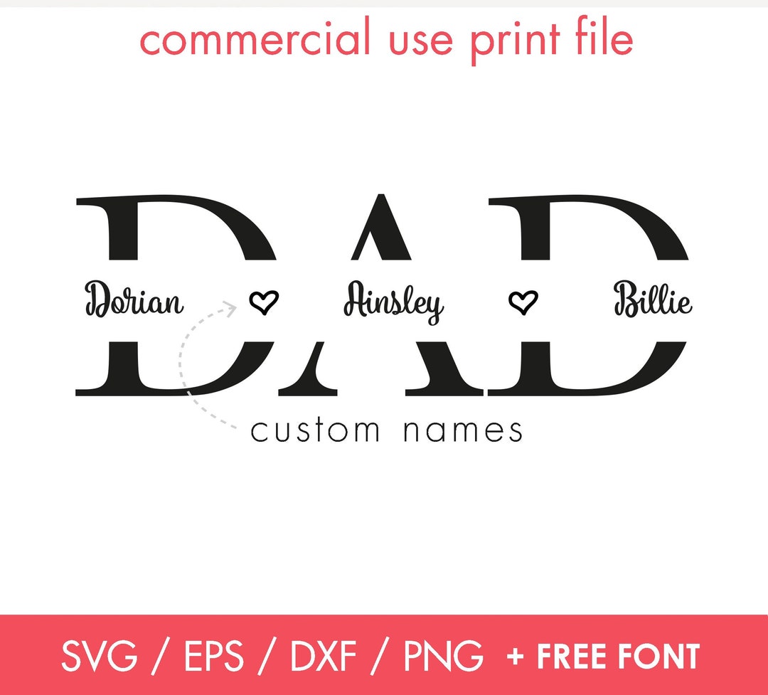 Editable, DAD Split Name Frame, Monogram, Custom, Dad T-shirt Svg ...