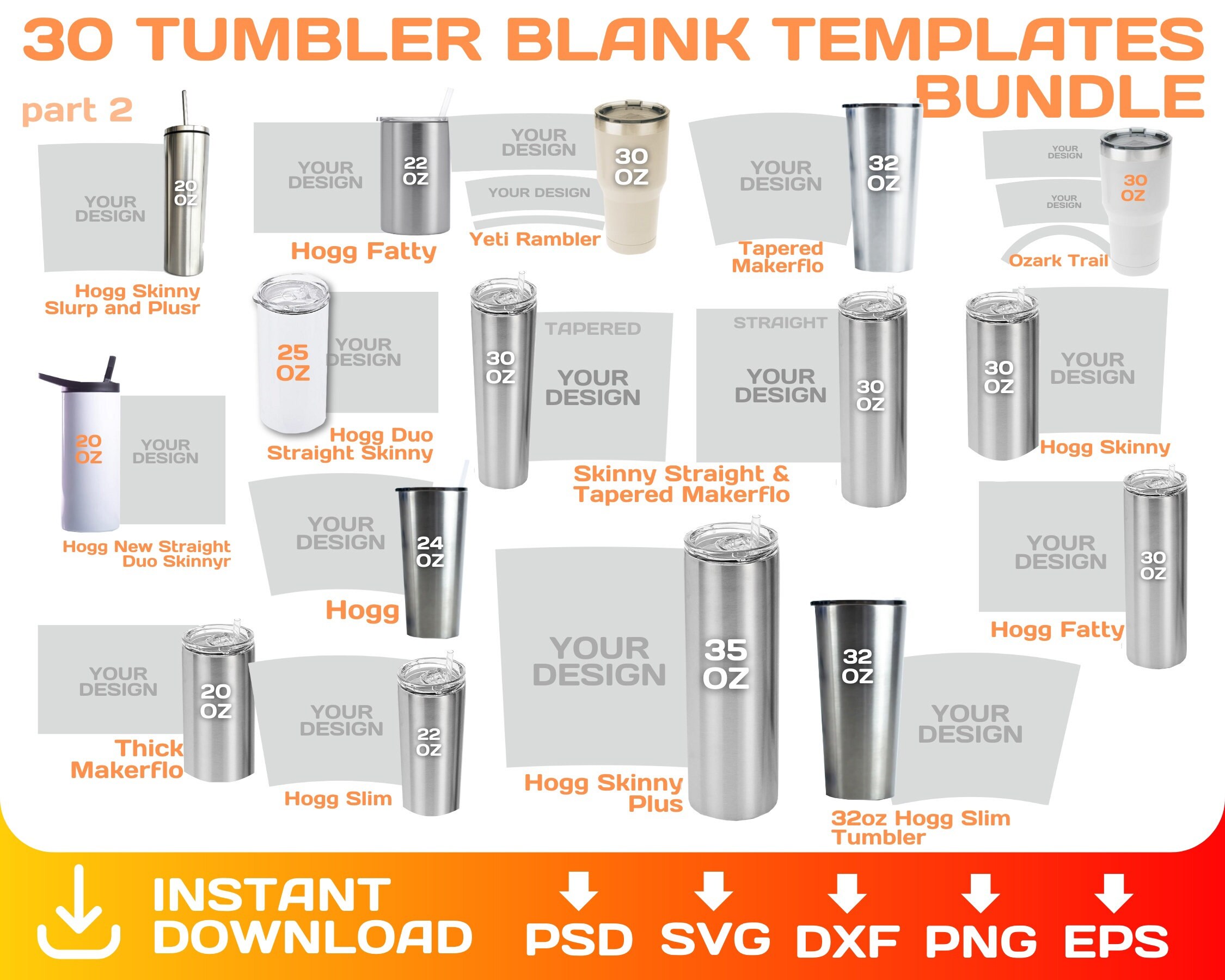 Tumbler BLANK Templates, BUNDLE, Skinny, Straight, Tapered, for ...