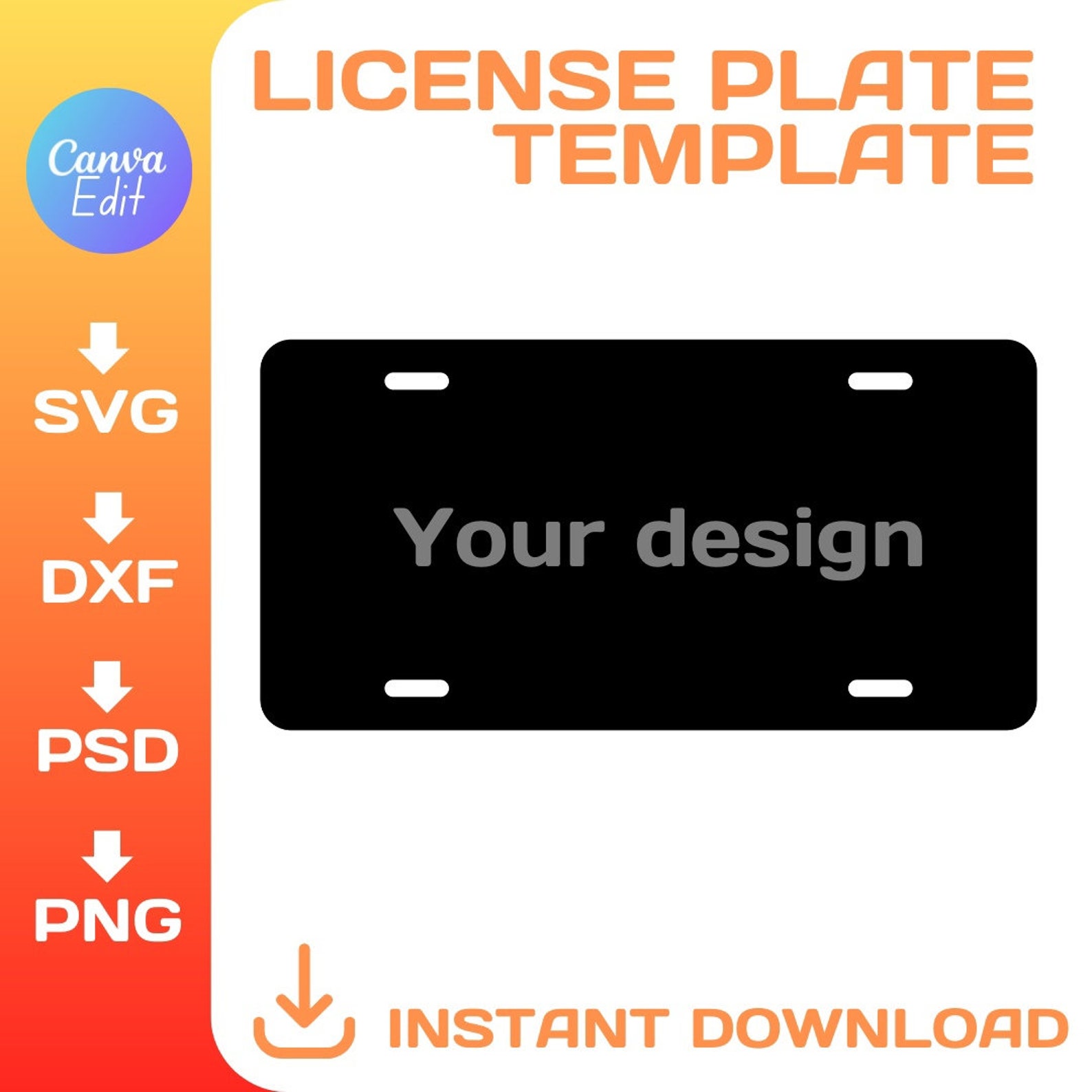 Car License Plate Blank Template, Svg, Png, Dxf, Cricut, Canva ...