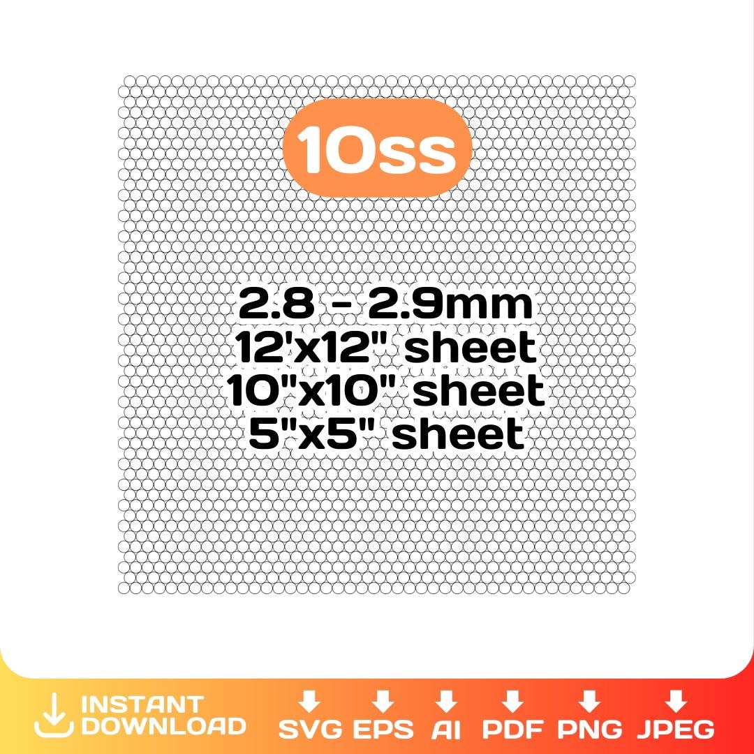 10ss Rhinestone Sheet Blank Template, Honeycomb Pattern, 3 Sizes Sheet ...