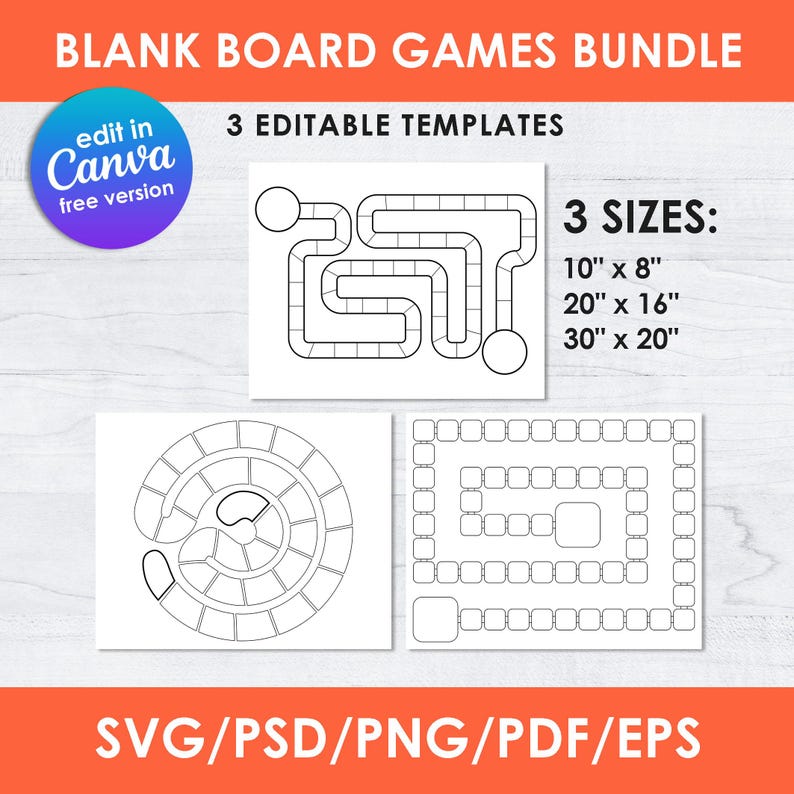 Editable Board Game Blank Templates BUNDLE, Custom Personalized DIY ...