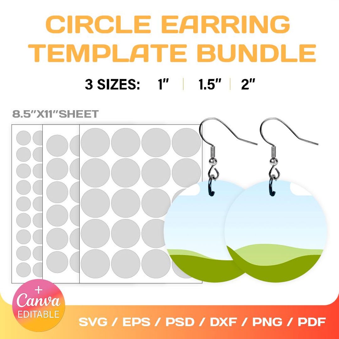 Circle Earring Template Bundle: DIY Sublimation Design (SVG, PDF) - Etsy