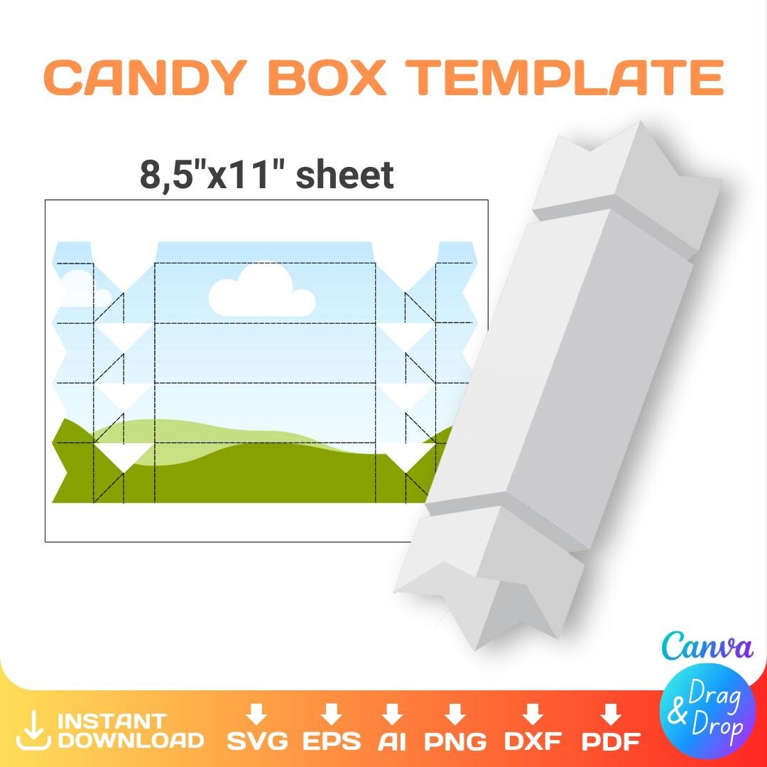 Candy Shaped Box Blank Template, DIY, Halloween Party Favor, Candy Gift ...