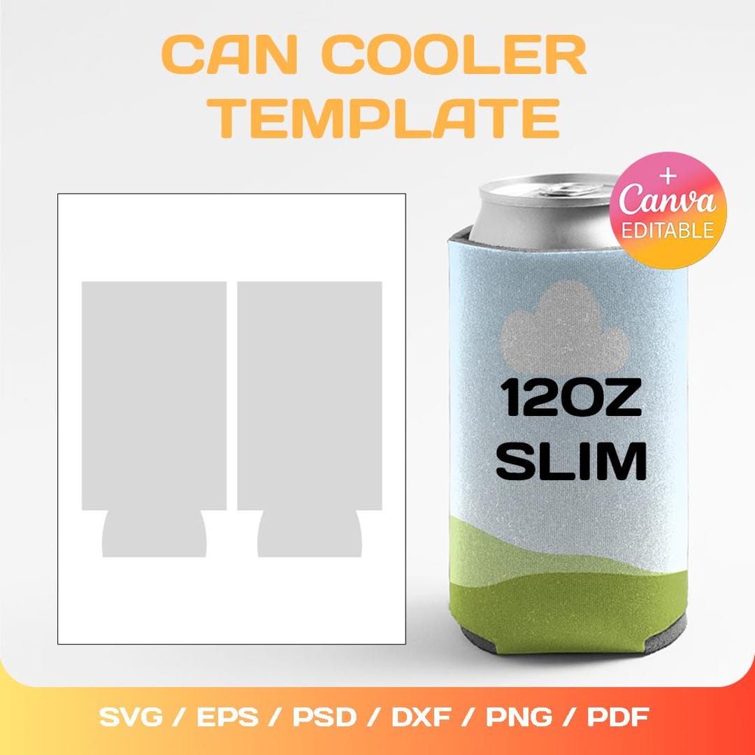 12oz Slim Can Cooler Blank Template, Beer Cooler Template, Sublimation ...