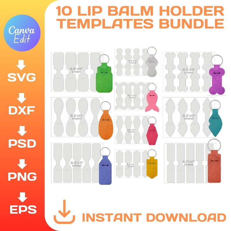 Lip Balm Holder Svg, BUNDLE, Chapstick Holder, Keychail Template Svg ...