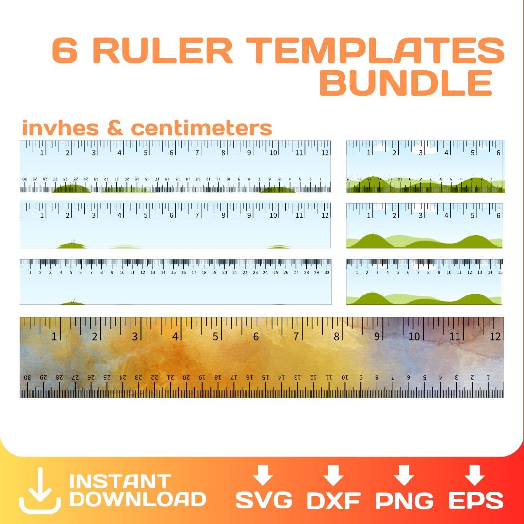 Ruler Svg, BUNDLE, Inches & Centimeters, Horizontal Ruler Markings ...