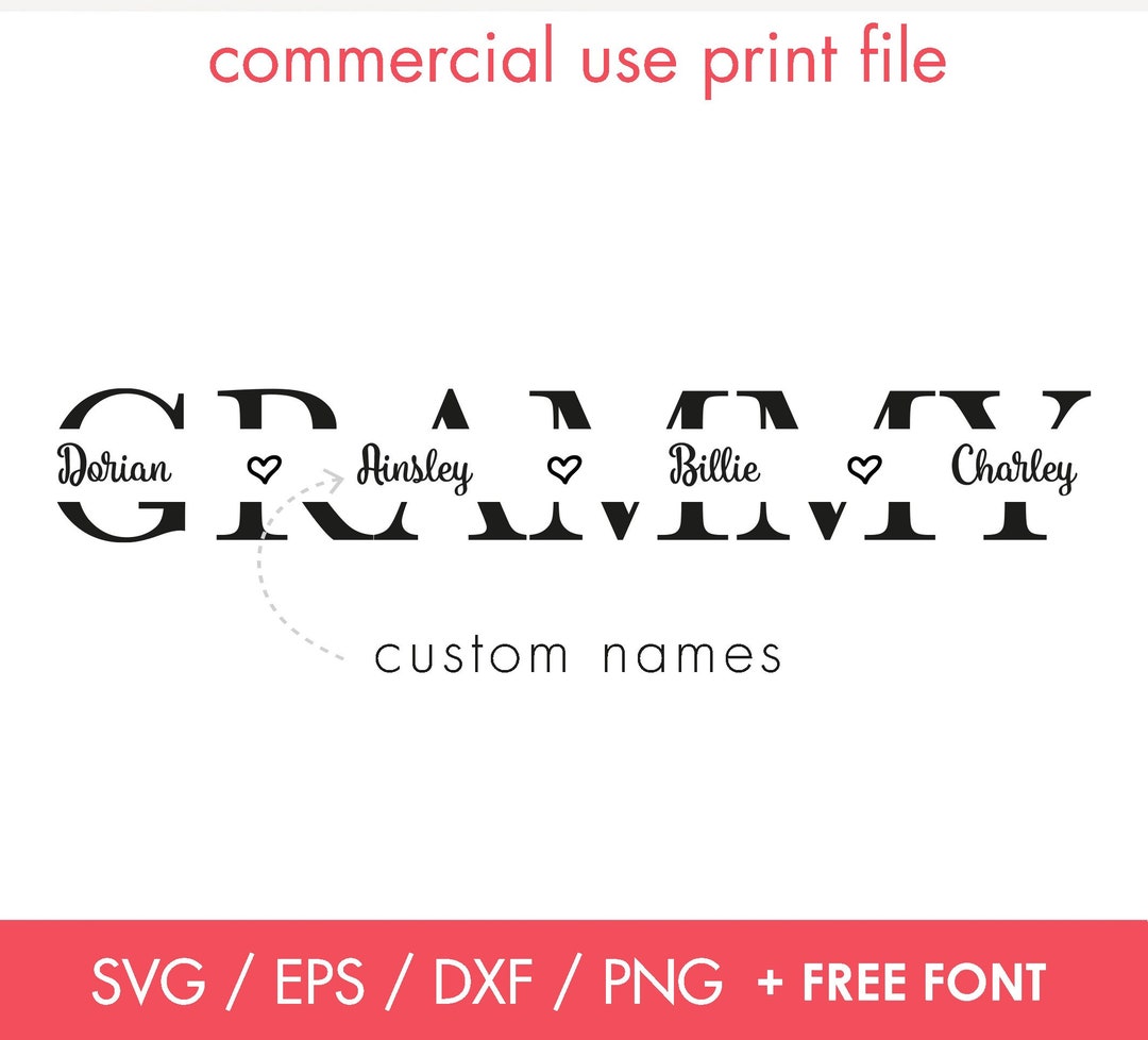 Editable Grammy Split Name Frame Monogram (digital Download) - Etsy