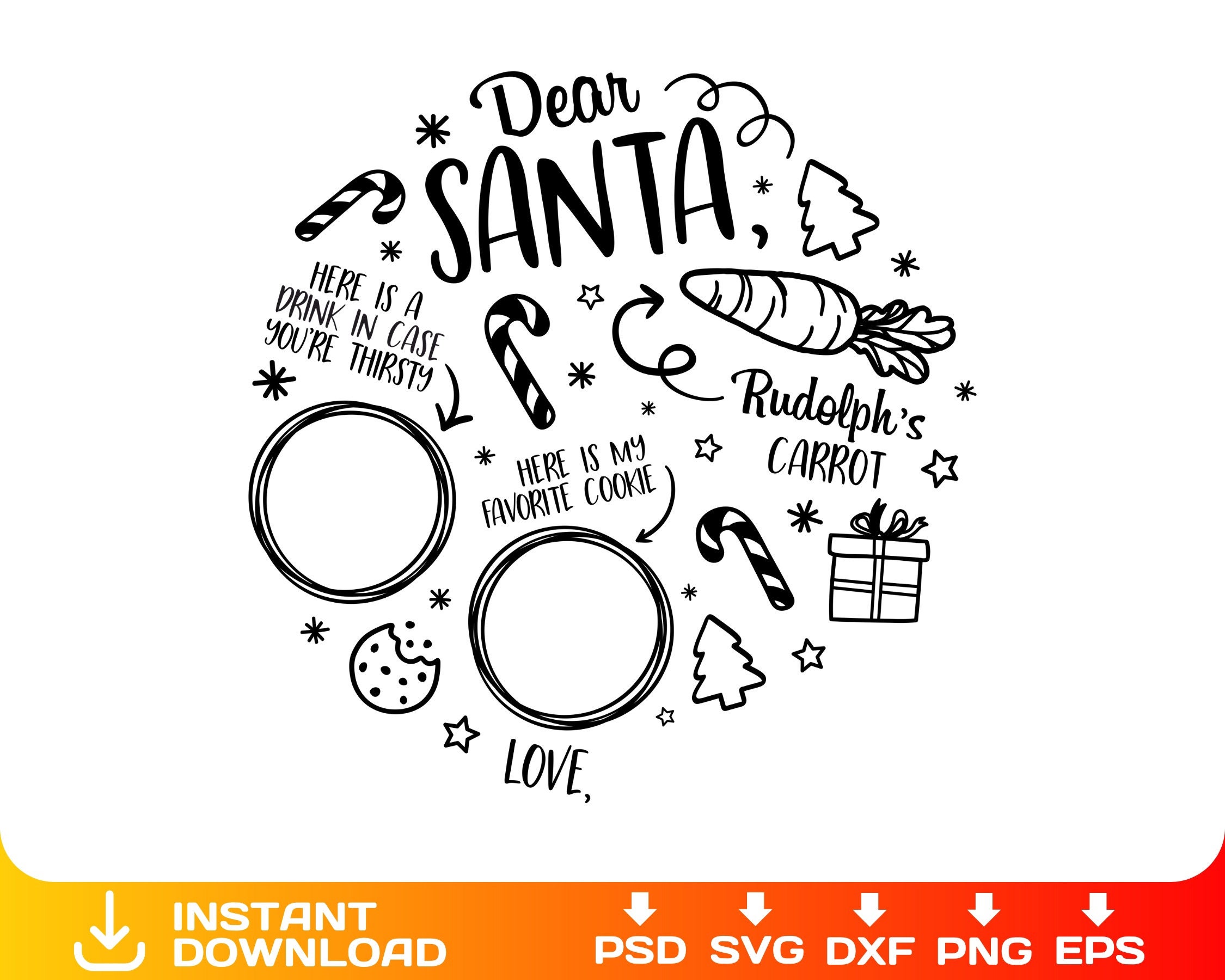 Round Dear Santa Tray Svg, DIY, Christmas Cookies Plate for Santa ...