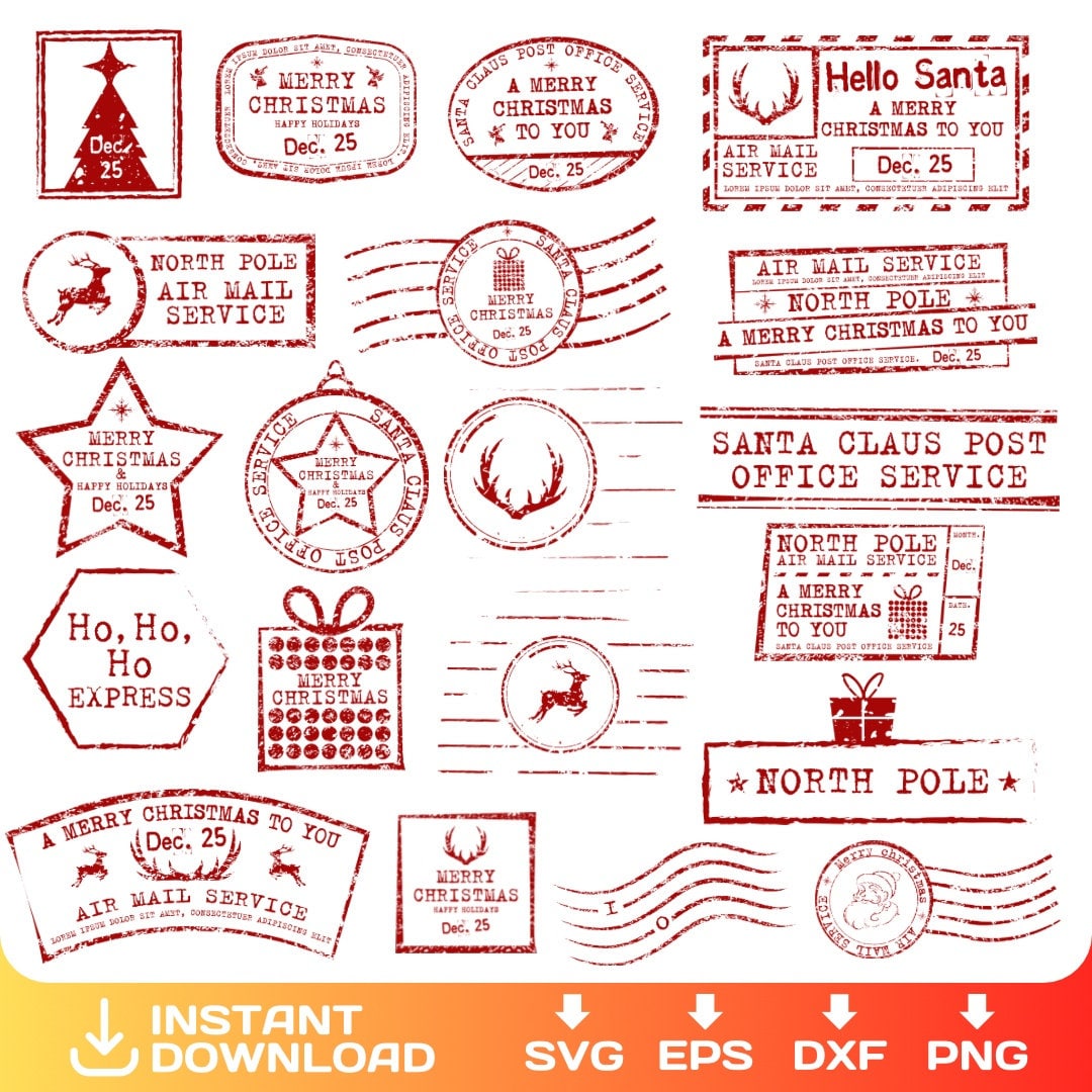 Christmas Stamp SVG, North Pole Stamps, PNG, Santa Claus Approved Svg ...