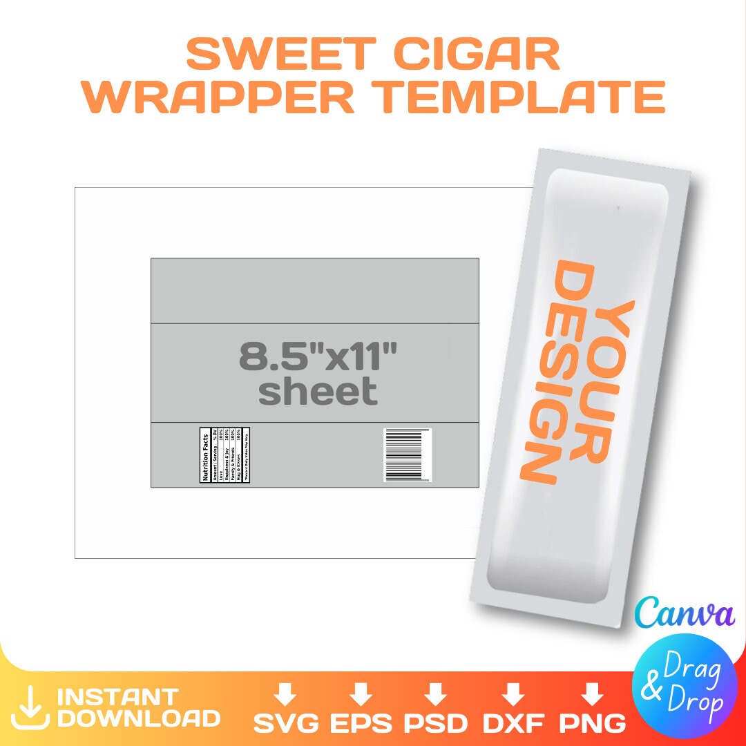 Sweet Cigar Wrapper Blank Template, DIY, Custom, Party Favor, Editable ...