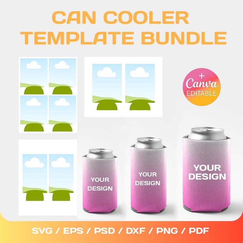 Can Cooler Template Bundle: Sublimation Design (SVG, PNG, PSD) - Etsy