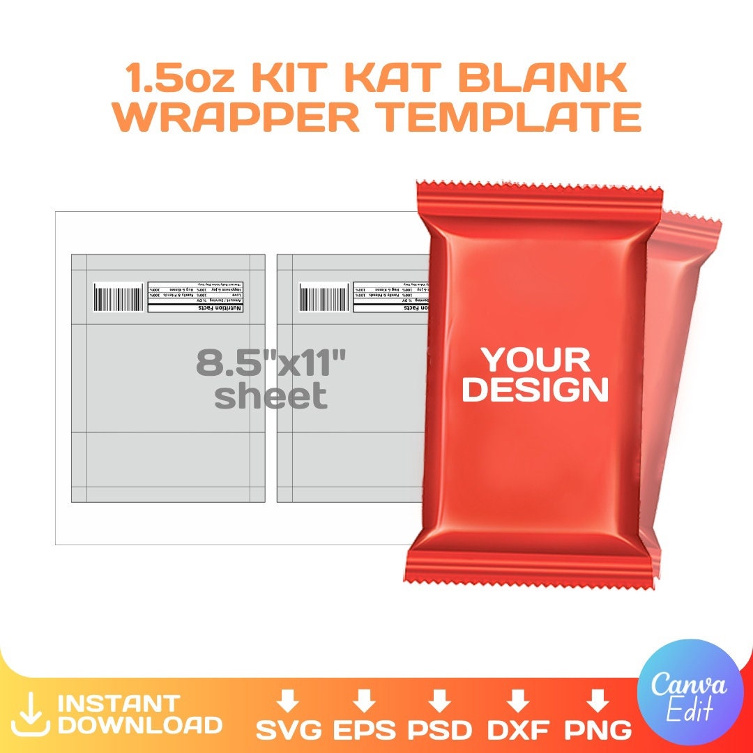 Kit Kat Wrapper Blank Template Bundle Custom Chocolate Party Favor