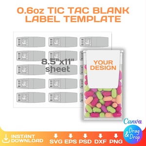 Tic Tac Label Template, 0.6oz, Tic Tac Blank Wrapper, Custom, Party ...