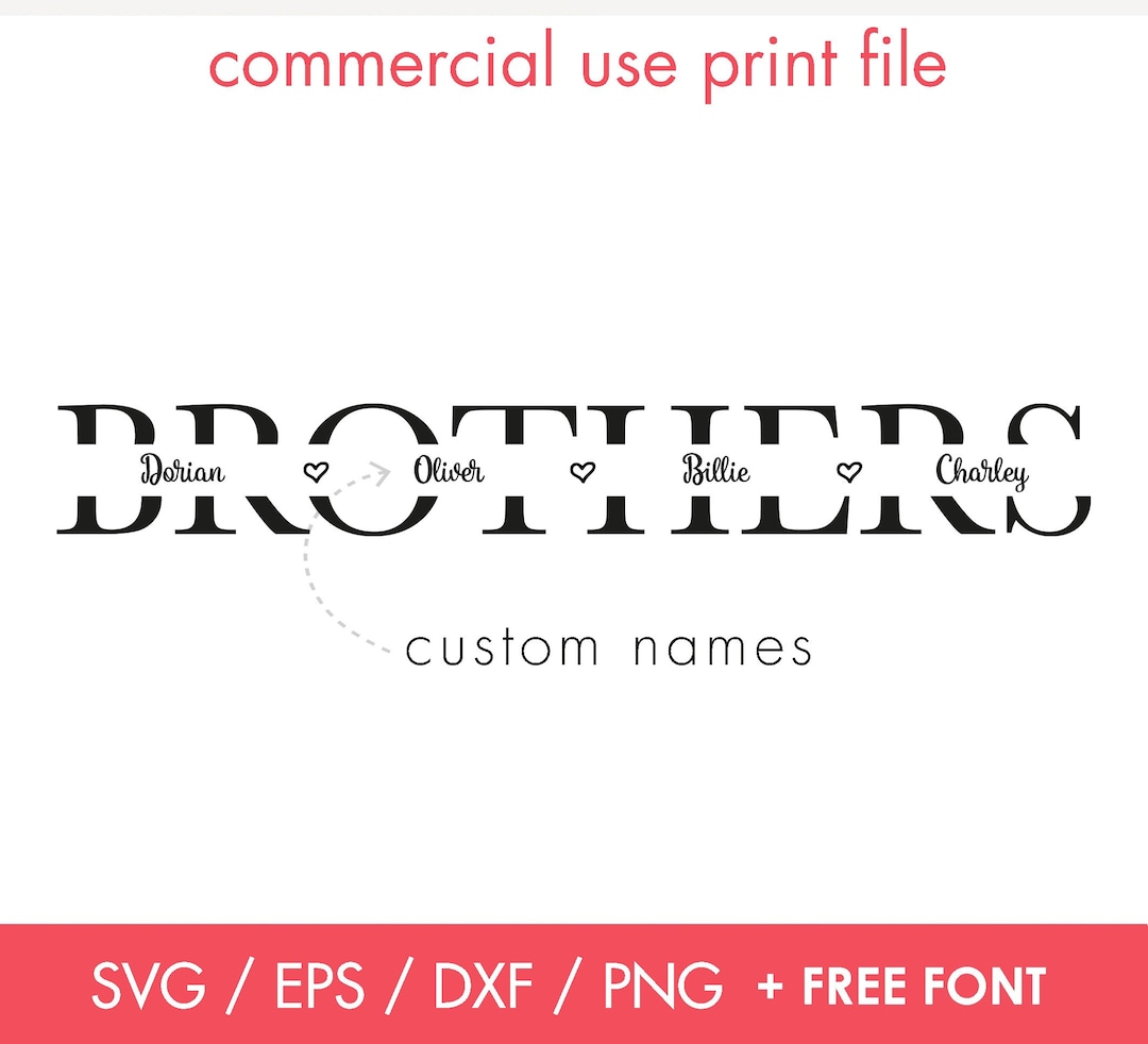 Editable, BROTHERS Split Name Frame, Monogram, Custom, Brothers T-shirt ...