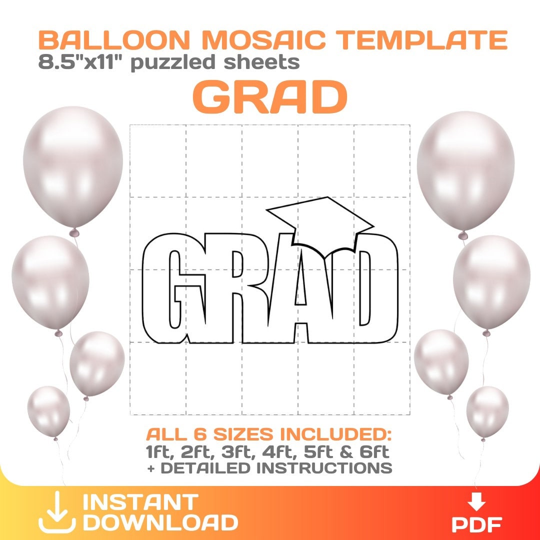 Grad Mosaic From Balloons, DIY, Graduation Party Balloon Decor ...