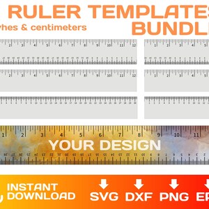Ruler Svg, BUNDLE, Inches & Centimeters, Horizontal Ruler Markings ...