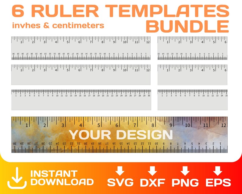 Ruler Svg, BUNDLE, Inches & Centimeters, Horizontal Ruler Markings ...