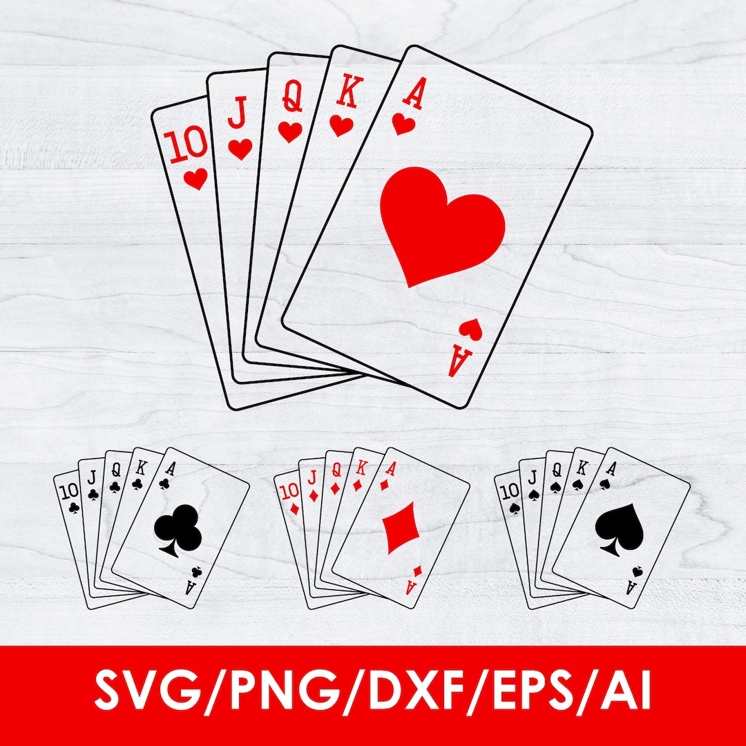 Playing Cards SVG, Poker Cards Svg, Ace of Spades, Royal Flush Clip Art ...