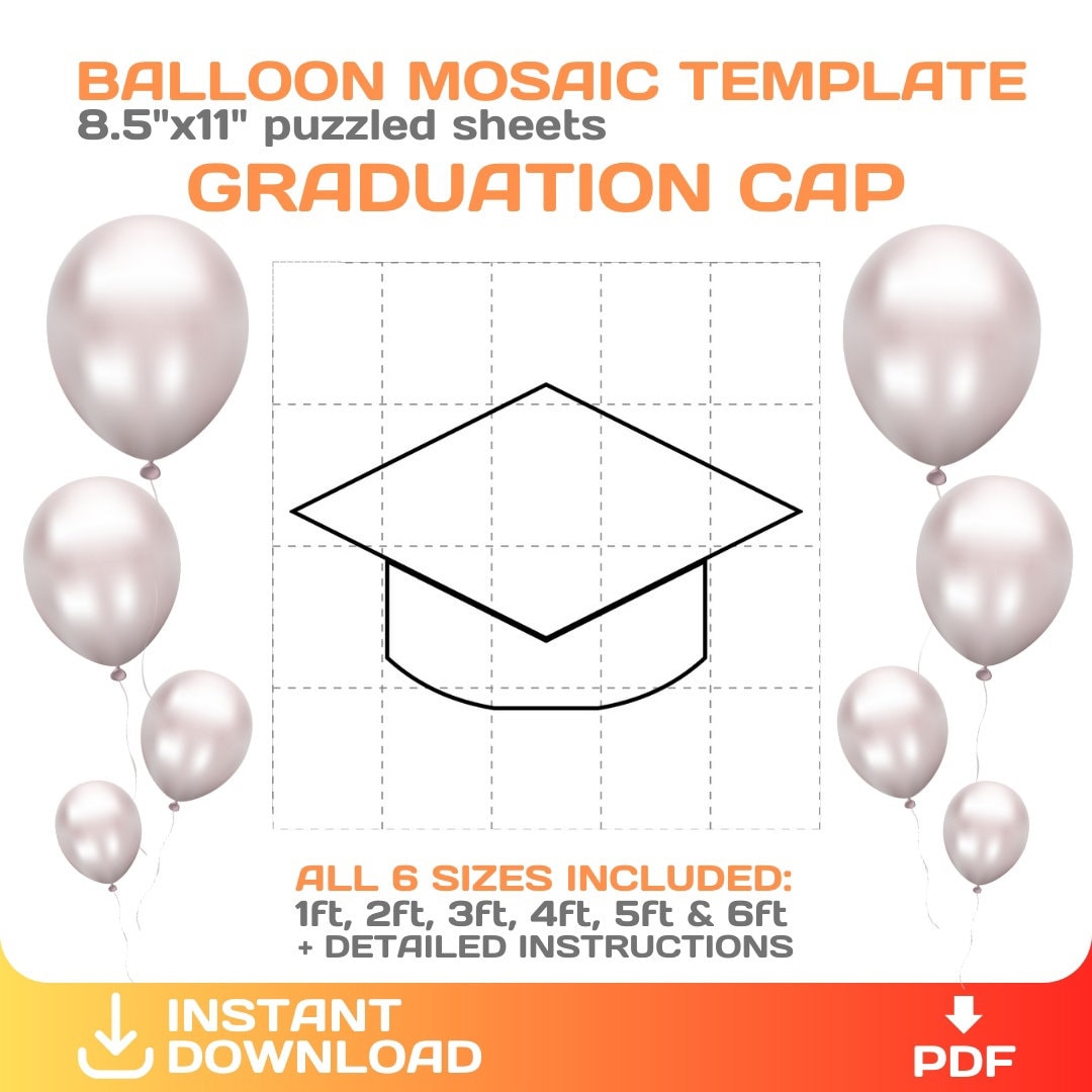 Graduation Cap Mosaic From Balloons, DIY, Grad Party Balloon Decor ...