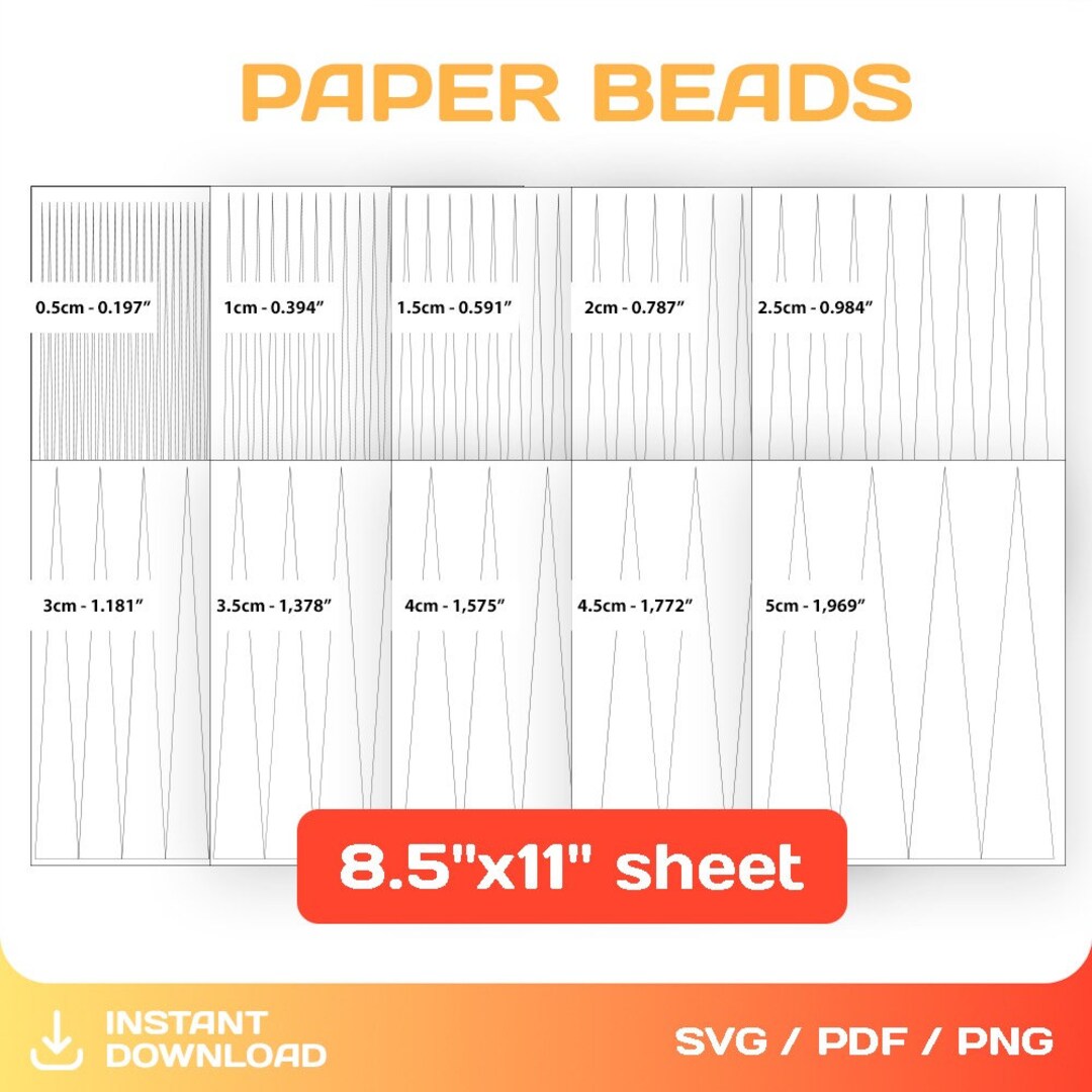 Paper Bead Template Bundle: Teardrop Strips Overlay (PDF, PNG, SVG) - Etsy