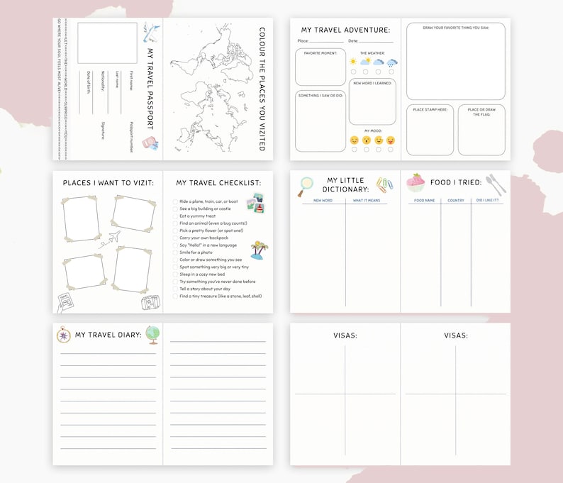 Kids Pretend Play Passport Bundle: Editable Travel Templates (canva ...
