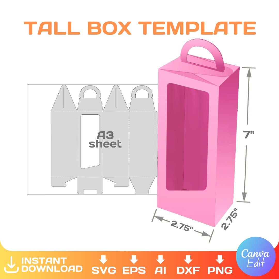 Tall Box Template, DIY, Party Favors, Tall Gable Box for Doll, With ...