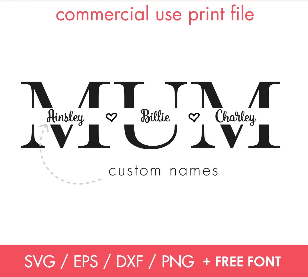 Editable MUM Split Name Frame Monogram, Custom, Mom T-shirt Svg, Mother ...
