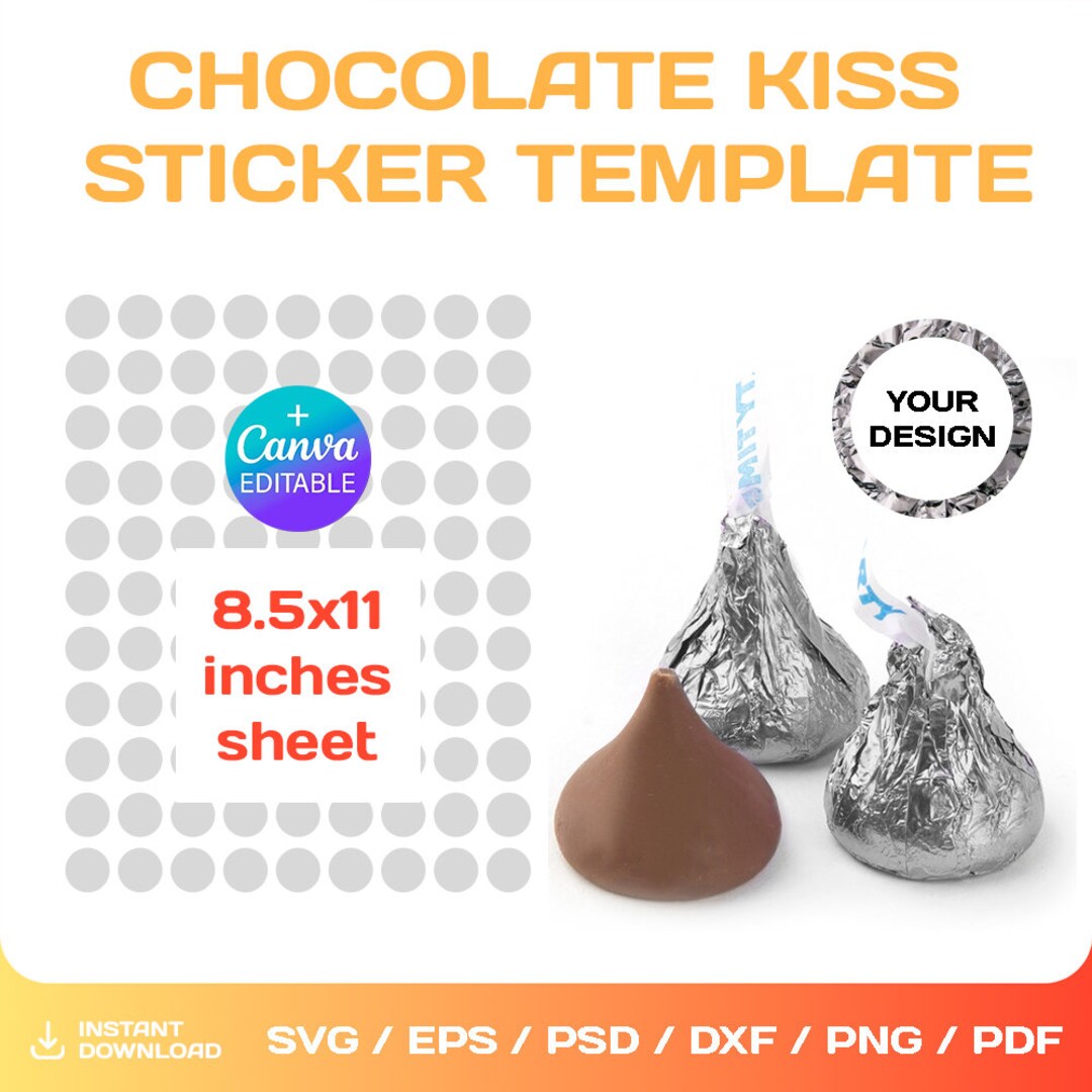 Kiss Sticker Blank Template, Editable, Mini Kiss Wrapper, Custom ...