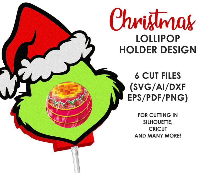 Christmas Lollipop Candy Holder Template: DIY Party Favor SVG (instant ...
