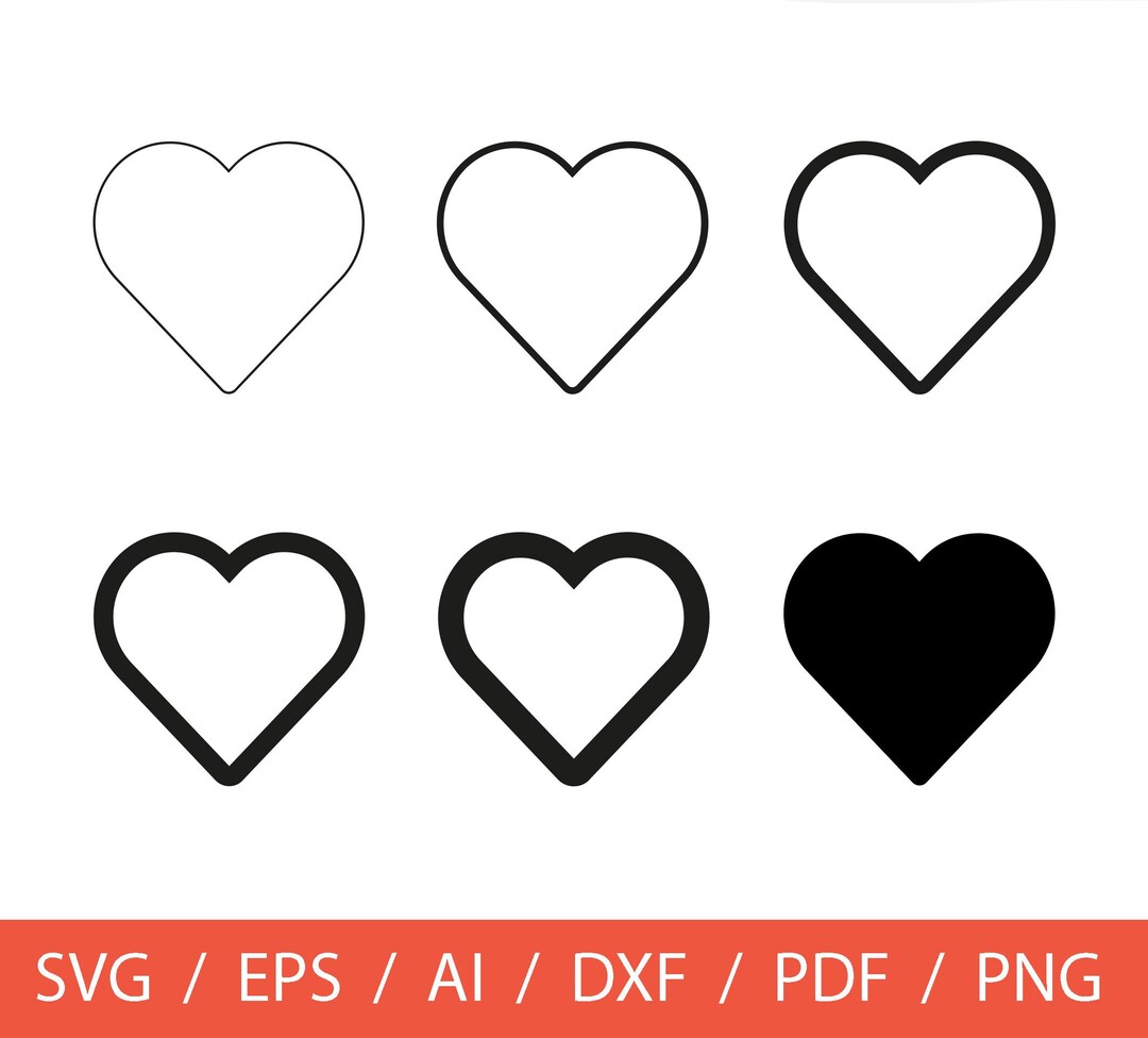 Heart Outline SVG, Bundle, Valentine's Day Svg, Solid Heart Shape, PNG ...
