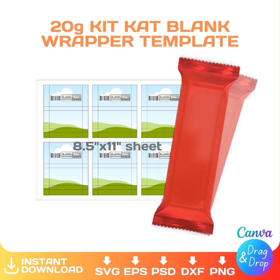 Mini Kit Kat Wrapper Blank Template, DIY, Custom, Small Chocolate Party ...