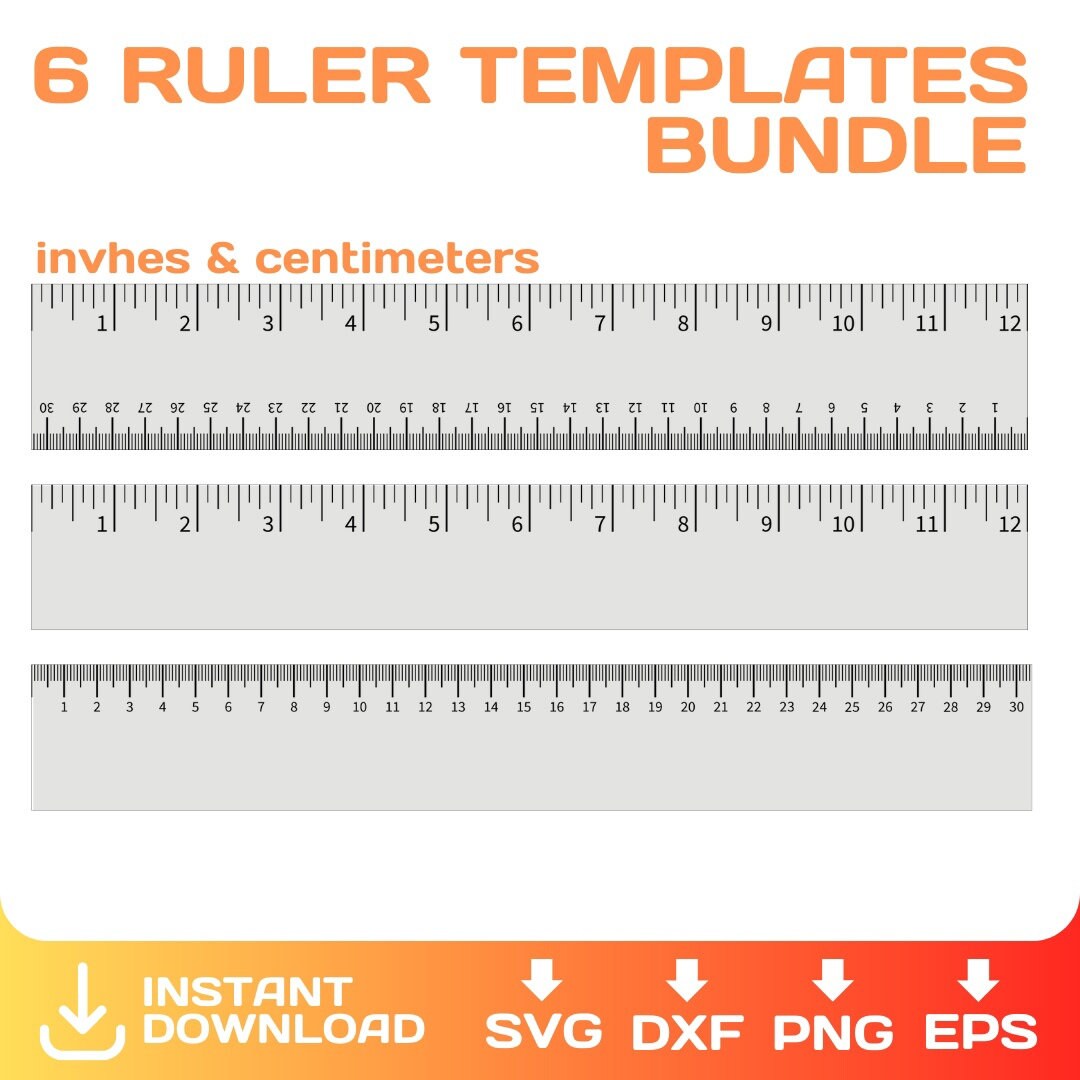 Horizontal Ruler Markings Svg Bundle, Cricut, Glowforge, Inches ...