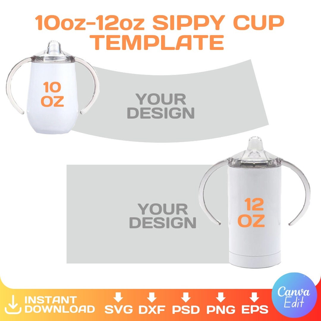 BUNDLE Sippy Cup Blank Template for Sublimation, 10oz 12oz, Svg, Cricut ...