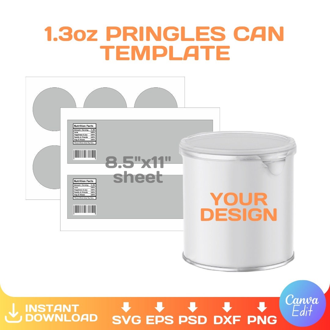 Pringles Can Wrap Blank Template, 1.3oz, Chip Can Label Template ...