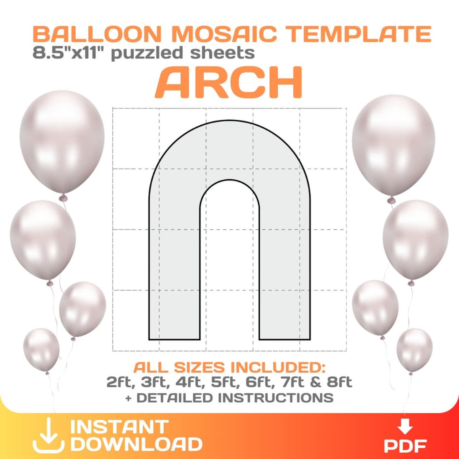 Arch Prop Template, DIY, Mosaic From Balloons, Archway Marquee, Arch ...