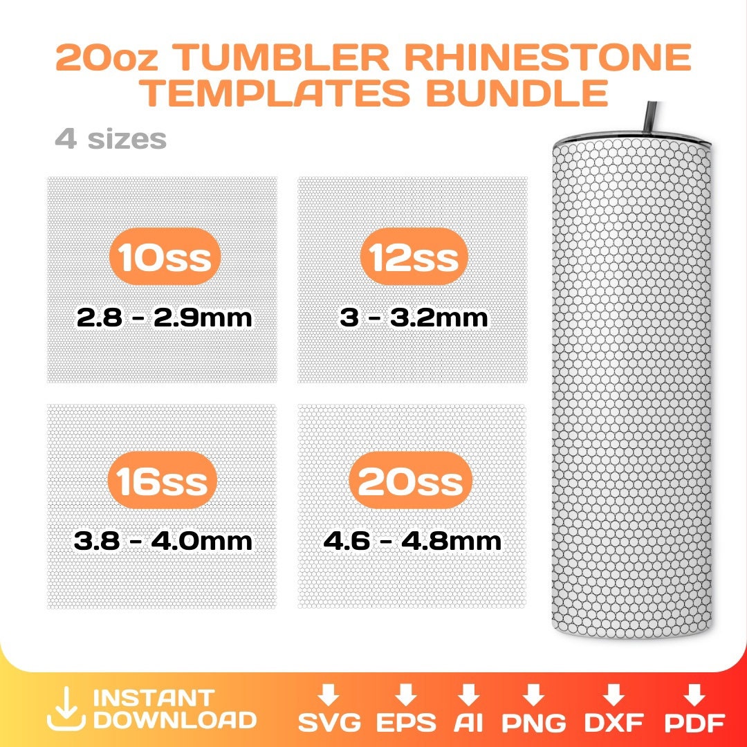 20oz Tumbler Rhinestone Template Bundle: Honeycomb Pattern (digital ...