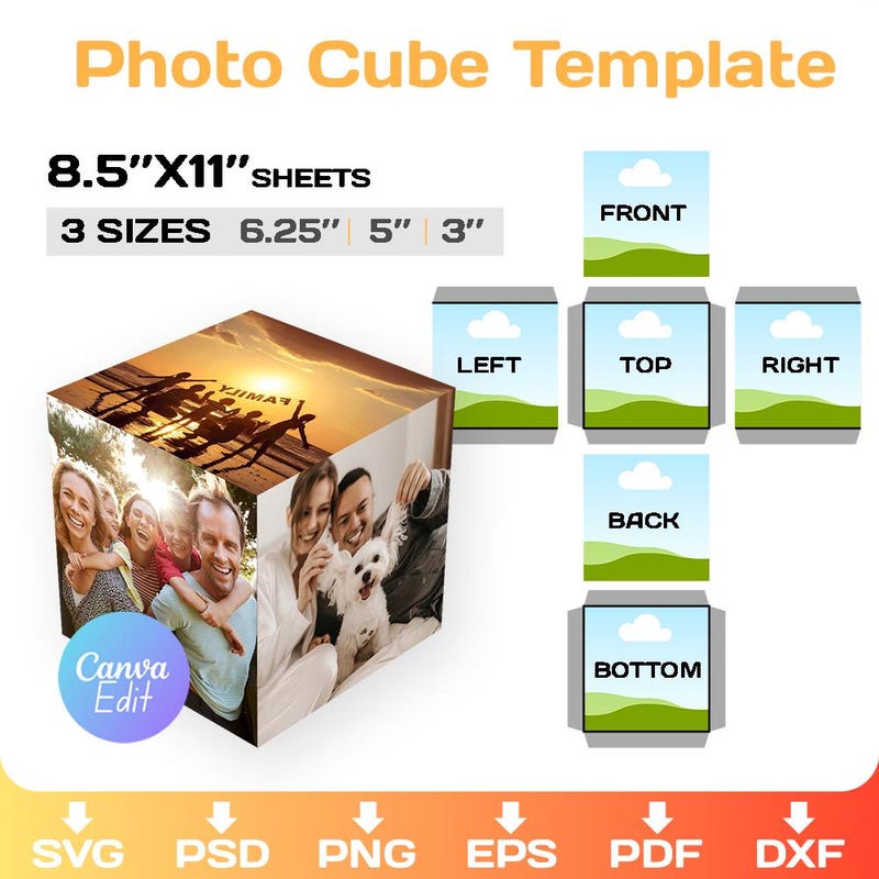 Cube Template Canva - Etsy
