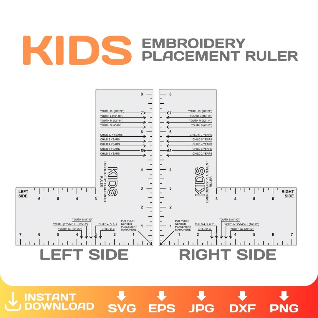 Machine Embroidery Logo Placement Guides, Svg, Pdf, Png, Kids Size ...