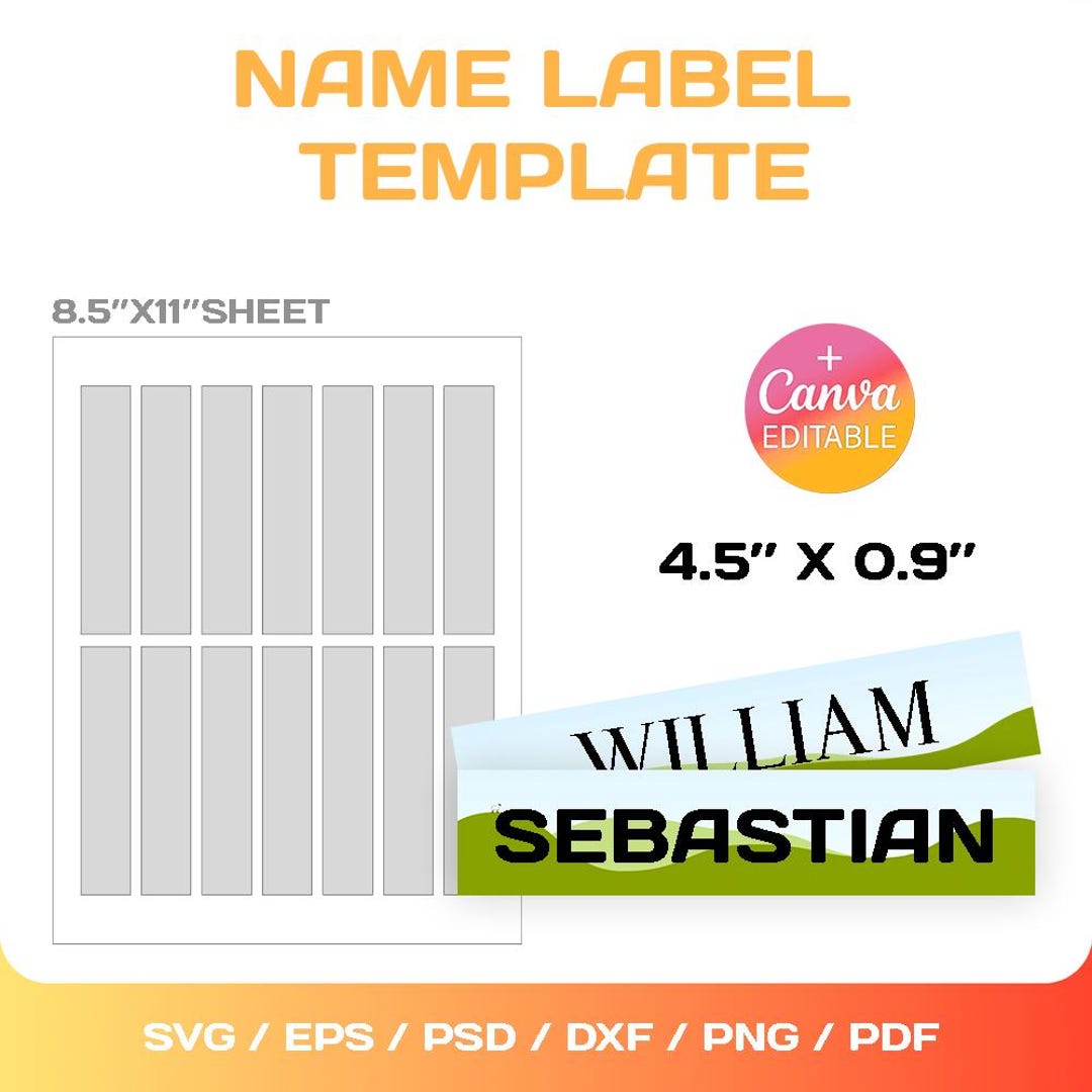 Pencil Name Label Blank Template, DIY, Custom, Name Tag, Editable ...