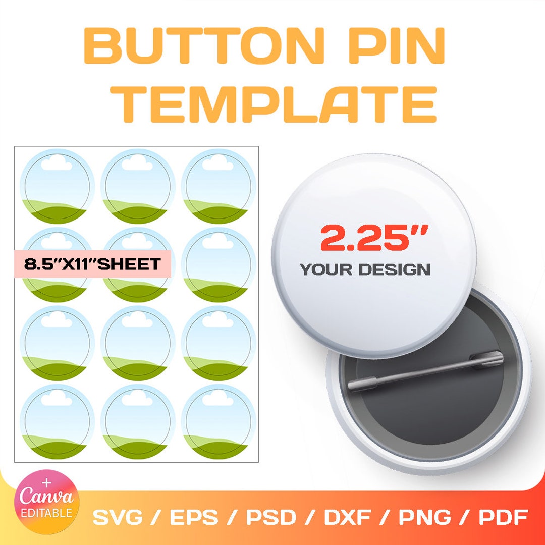 2.25'', Button Pin Blank Template, Button Pin Svg, Badge Circle Labels ...