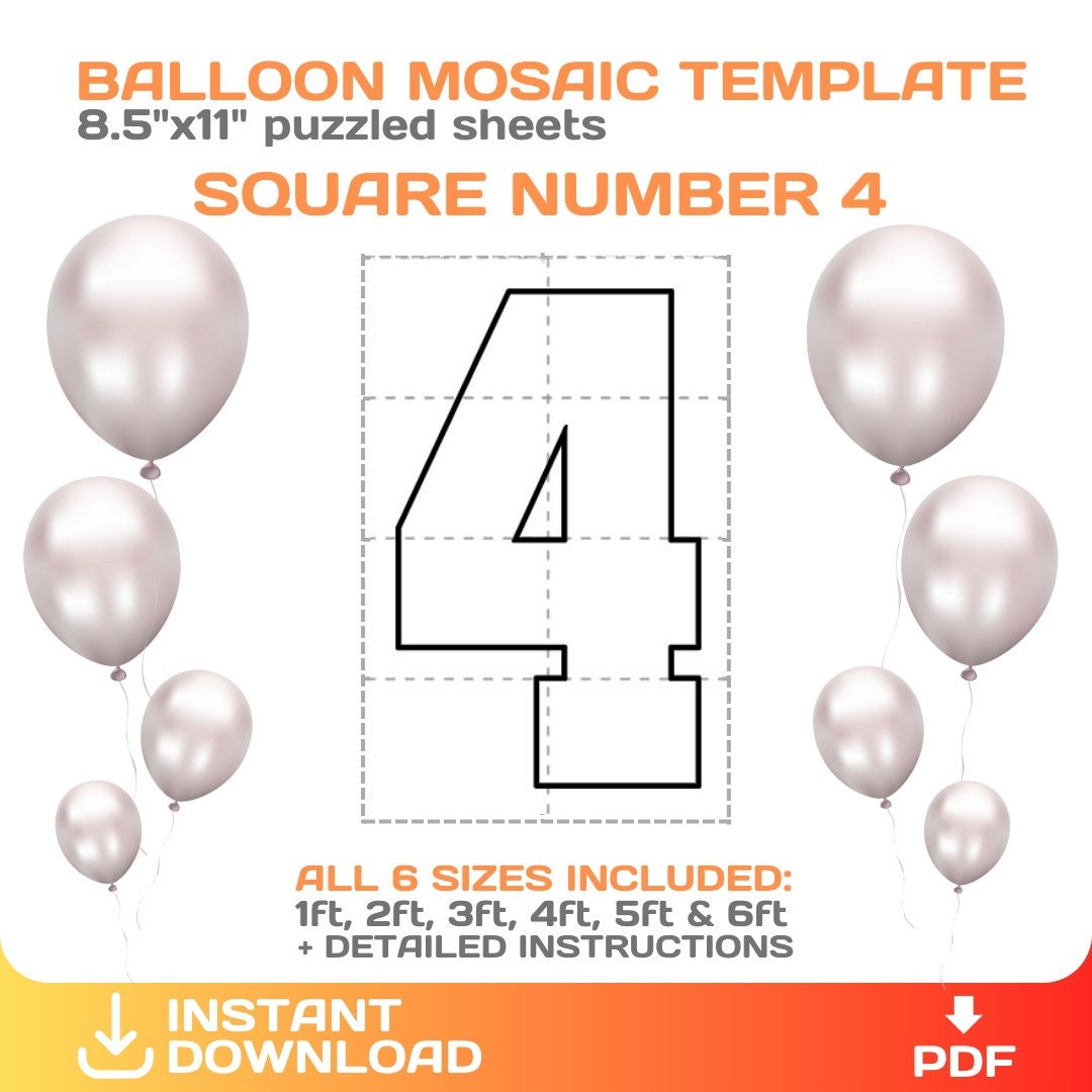 Square Number 4, Marquee | Mosaic From Balloons, DIY, Giant, Four ...