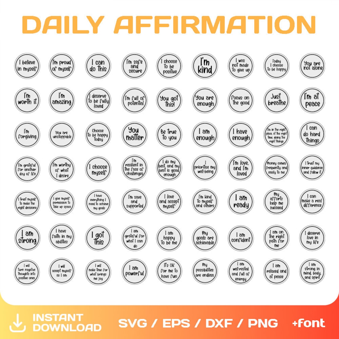 Daily Affirmation Pocket Tokens SVG, Reassurance, Bucket List Tokens ...