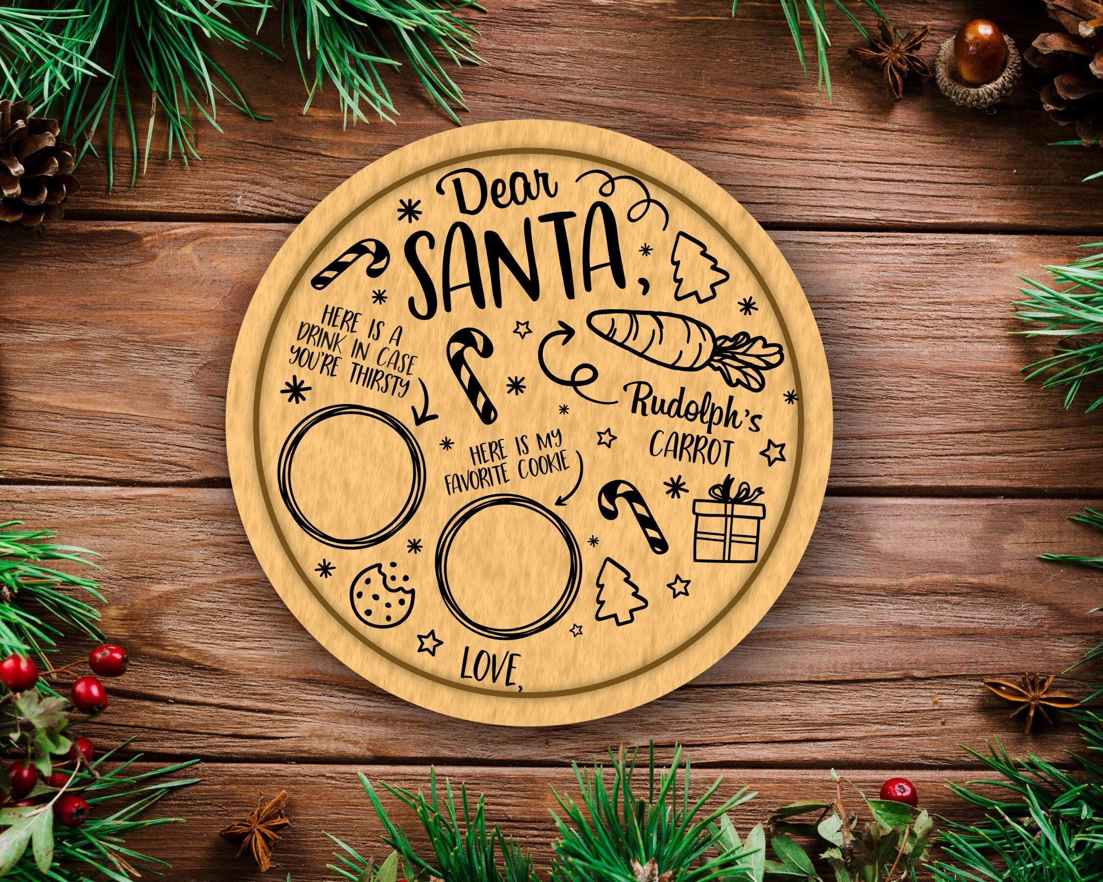 Round Dear Santa Tray Svg, DIY, Christmas Cookies Plate for Santa ...
